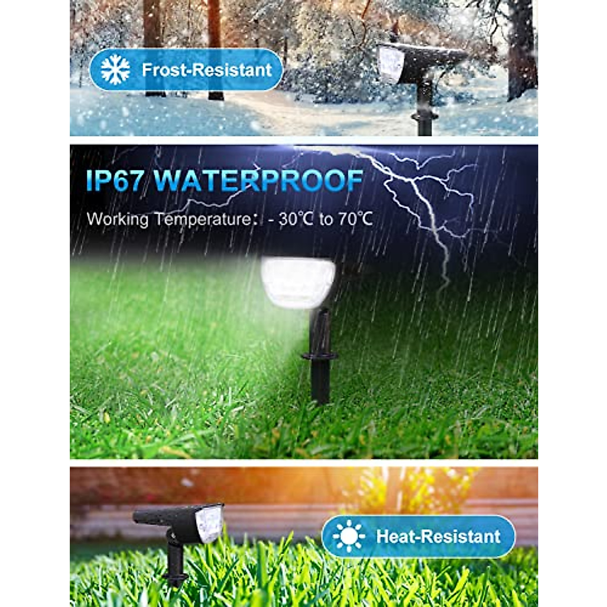 Solar Spotlights Outdoor [10 Pack/3 Lighting Modes], LiBlins Solar Light Outdoor IP67 Waterproof, Wireless Solar Landscape Spotlights, Wall & Ground Mounted for Yard Patio Pool Walkway Tree Decoration