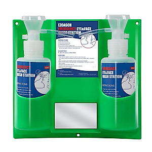 Ezcasch Eye Wash Emergency Eyewash Station Portable Double 500ML Bottles Eye Washing Cup Kit, OSHA Approved, NOT Include Solution, Each Bottle with 2 Different Cups.