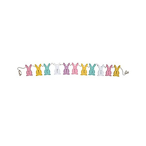Rae Dunn Easter Garland - Happy Easter Banner for Fireplace or Wall Hanging - Colorful Easter Garland for Mantle - Bunny Garland Rustic Farmhouse Banner - Spring Easter Garland Decorations for Party