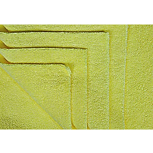 Detailer's Preference Edgeless Microfiber Cleaning Cloths – Bulk Car Detailing Towels for Washing and Drying (300 GSM, 12 x 12 Inches, Yellow, 50 Pack)