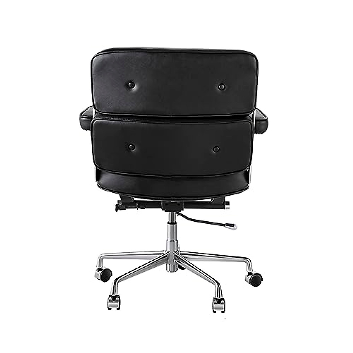 DHAEY Black Office Chair,PU Leather Desk Chair with Wheels,Adjustable Computer Executive Chair,Swivel Task Chair with Soft Backrest & Mute Pulley & Soft Sponge,Tilt Back to 120°,Easy to Assemble