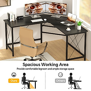 Mr IRONSTONE L Shaped Desk, 59" Computer Gaming Desk, Corner Desk for Home Office Desks, Easy to Assemble & Space-Saving Workstation Desk - Black