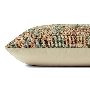 Loloi PAR0002 Throw-Pillows, 13'' x 21'' Cover w/Down, Teal/Terracotta