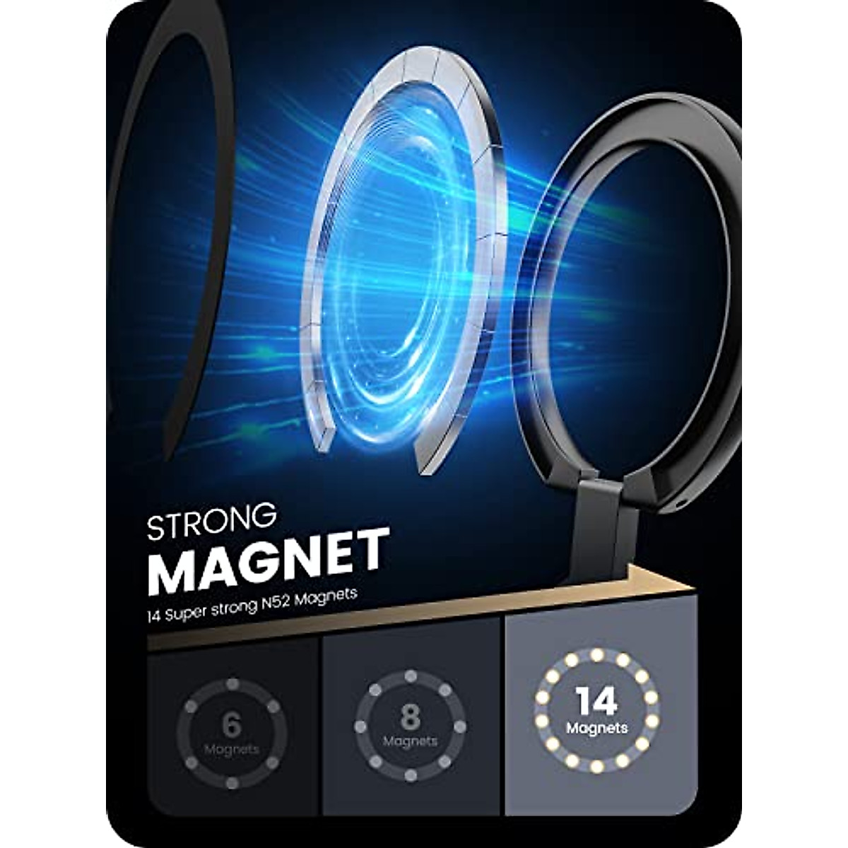 A-LuGei【Removable Wireless Charging】 MagSafe Ring, 【Foldable & Detachable】 Magnetic Cell Phone Ring Holder Finger Kickstand, 【14 Strong Magnets】 Phone Holder for Hand Mag Safe iPhone Ring Holder Grip