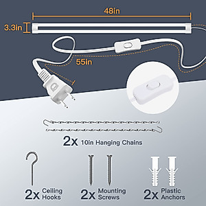 BBOUNDER 10-Pack Linkable LED Utility Shop Light, 4 FT, 4000 LM, 6500K Cool Daylight, 48 Inch Integrated Fixture for Garage, 40W Equivalent 250W, Surface + Suspension Mount, White
