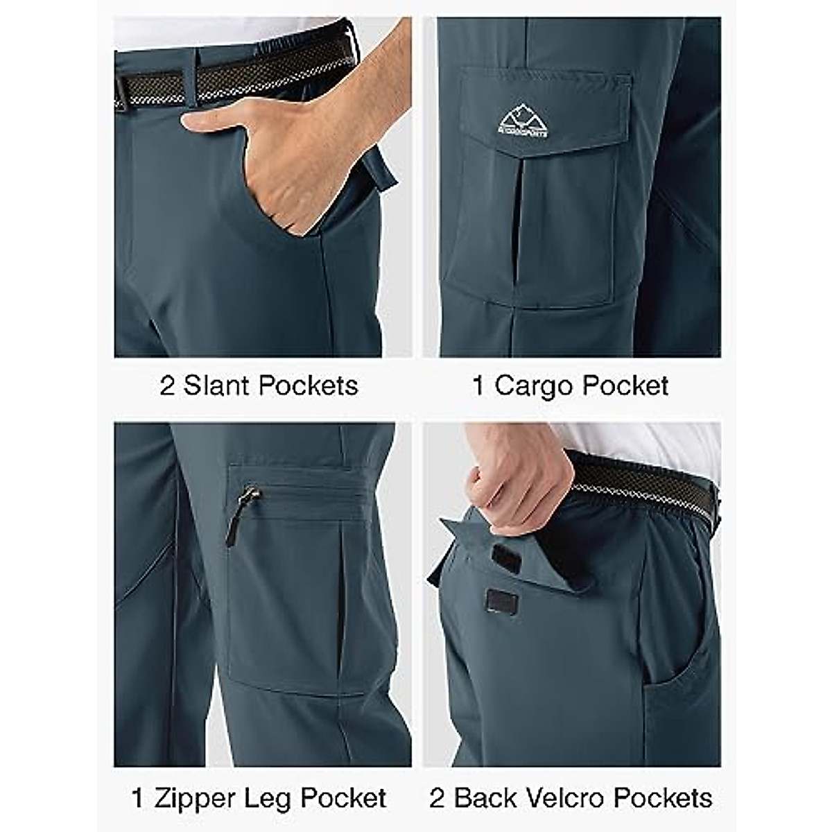 Rdruko Men's Lightweight Work Pants Waterproof Quick Dry Stertch Outdoor Hiking Cargo Pants (Cold Gray,US 36)