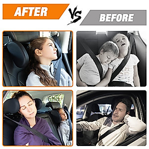Heapany [Upgraded] Car Headrest Pillow, Head Support Neck Pillows, Roadpal Adjustable Sleeping Headrest for Kids Adults Travel