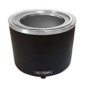 Adcraft FW-1200WR/B Countertop Soup Warmer with Thermostatic Controls, Food Cooker, Black Stainless Steel, 1200-Watts, 120v,7 quarts