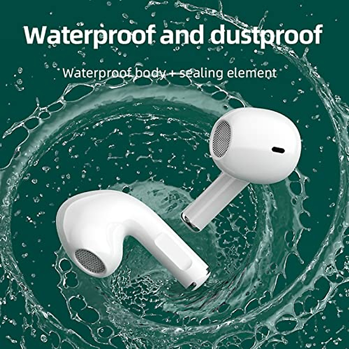 Betreasure Active Noise Cancelling Wireless Earbuds, in-Ear Headphones, IPX5 Waterproof Bluetooth 5.0 Stereo Earphones, with Charging Box Sports Headset for Smart Phones (White)