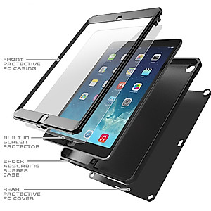 SUPCASE for iPad Air 1st Generation Case with Screen Protector, [Military-Grade Protection] [Anti-Scratch] Heavy Duty Full-Body Rugged Protective Tablet Case Cover for Apple iPad Air 1 9.7 Inch, Black