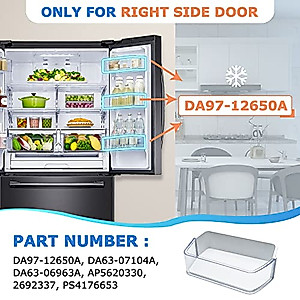 Upgraded DA97-12650A, DA63-06963A, DA63-07104A Door Shelf Basket Bin (Right Side) Compatible with Samsung RF260/RF261/RF263beaesr Refrigerators, Part number: AP5620330, 2692337 with 6 Fridge Magnets