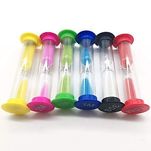 TIHOOD 24PCS Sand Timer Assortment Plastic Sand Clock Timer 30s / 1min / 2mins / 3mins / 5mins / 10mins for Adult Kids in Classroom Kitchen Games Office