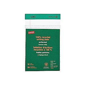 Staples 491461 Notepads 5-Inch X 8-Inch Narrow White 50 Sheets/Pad 12 Pads/Pk (18592Stp)