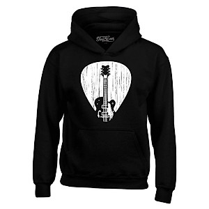shop4ever Electric Guitar Pick Music Musician Hoodie Sweatshirts Large Black
