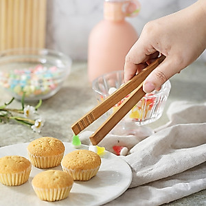 2PCS Reusable Toaster Tongs, Kaloo 8 inch Wooden Cooking Tong, Multipurpose Bamboo Tongs for Fruits, Bread, Pickles, cheese, Bacon, and Muffins