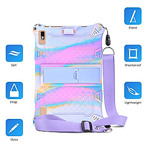 DETUOSI Case for VASTKING KingPad K10/Z10 with Stylus Pen & Shoulder Strap, 10 inch Lightweight Silicone Protective Cover for KingPad K10 Pro, BYYBUO SmartPad T10 10.1, Rose Red & Purple