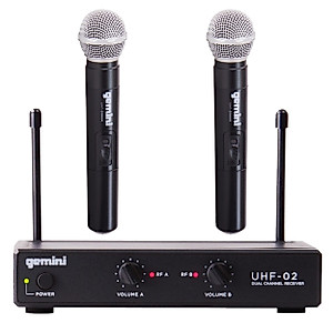 Gemini UHF Wireless Microphone Bundle – Professional Handheld & Lapel Mics, Dual-Channel Receiver, Long Range for Live Performance & Presentations (Hand Held Frequencies 3 + 4)
