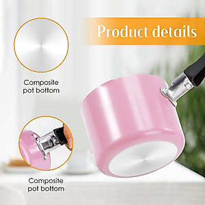 Mini Saucepan, 0.5QT Pink Nonstick Butter Warmer with Handle 2 Pour Spouts Multi Milk Pot Stockpot Practical Small Melting Pot
