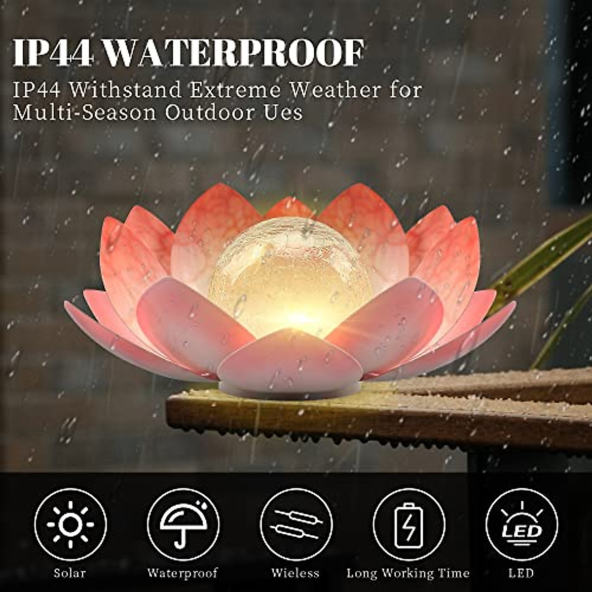 QZHP Solar Light Outdoor, Metal Glass Decorative Waterproof Garden Light LED Solar Flower Lights for Patio, Lawn,Walkway,Tabletop,Ground
