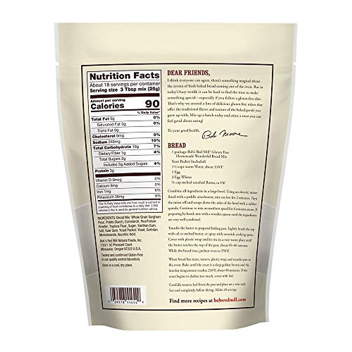 Bob's Red Mill, Gluten-free, Wheat and Dairy free Bread Mix, 16 oz