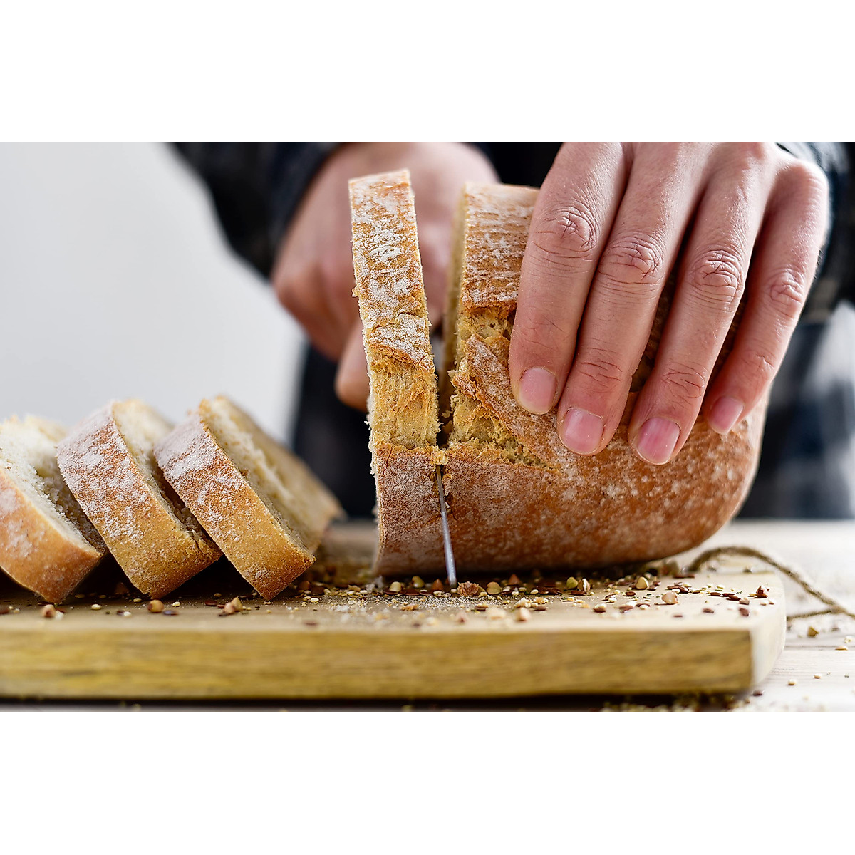 Cozzini Cutlery Imports Set of 3-9” Offset Bread Knives Serrated Deli Sandwich Black (Black)