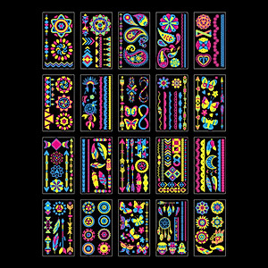 20Sheet Glow in The Dark Temporary Tattoos 160+Styles Aldult Fluorescence UV Neon Body Face Fake Waterproof Tattoo Stickers for Women Men,Rave Festival Accessory Party Supplies