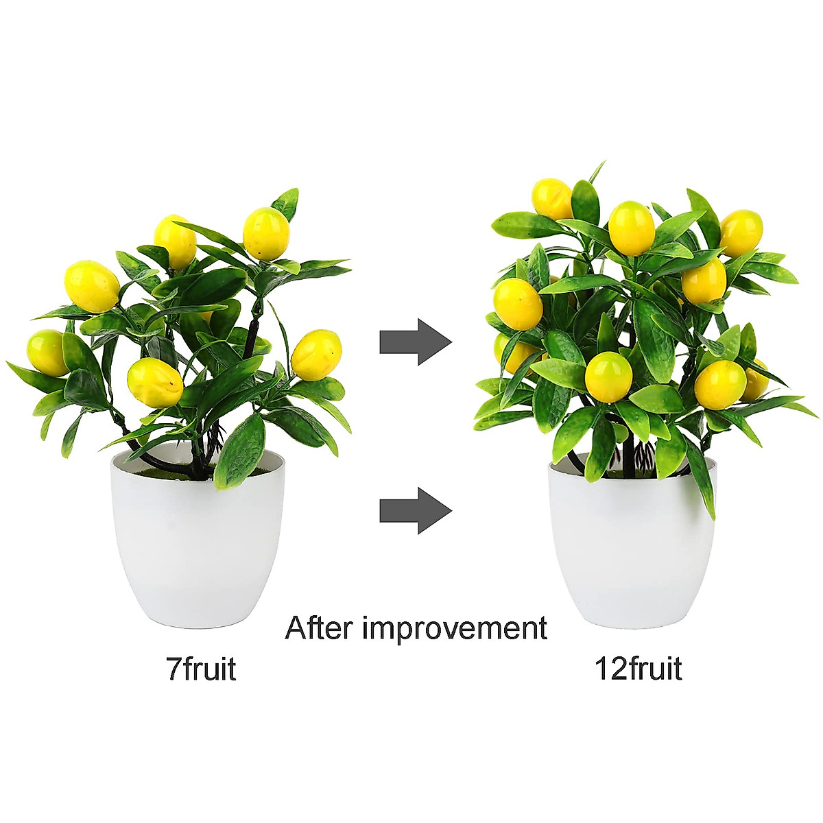 WIVAYE Artificial Lemon Tree Plant Decor, 9.65 Lemon Tree Indoor Plant, Artificial Flowerpot Lemon Bonsai for Office Table Stair Balcony Garden Home Decor, 3.74 x 9.65inch