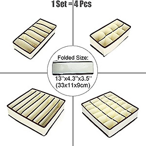 carinacoco Underwear Drawer Organizer 4 Pack Underwear Storage Organizer for Clothes Socks Ties Bra Drawer Divider Closet Dresser Organizer