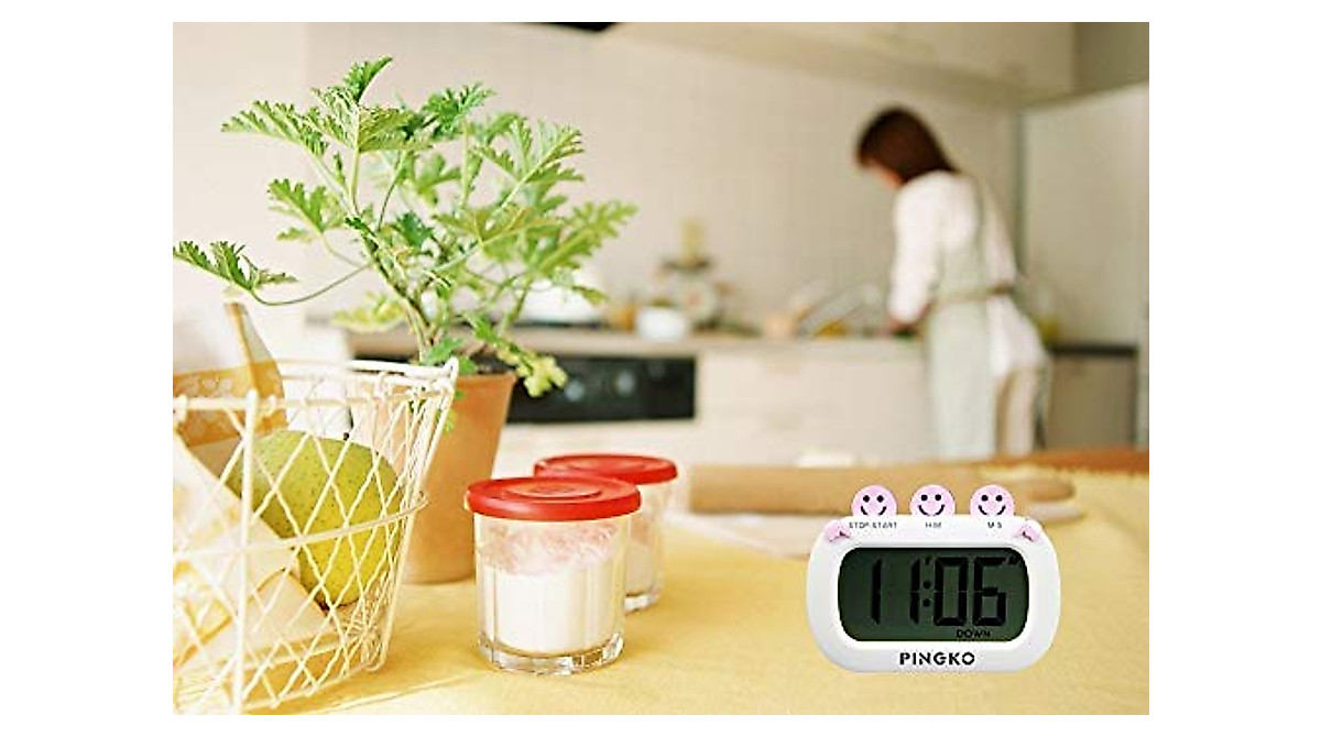 PINGKO Pink Digital Kitchen Timer with Loud Alarm & Large LCD Display