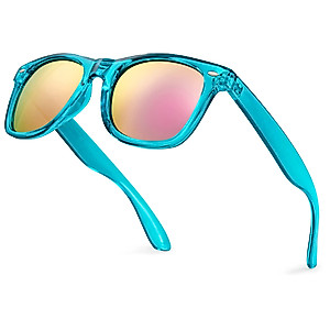 Retro Rewind Translucent Frame Colorful Neon 80s Sunglasses for Men Women - Reflective Mirrored Lens