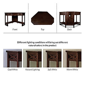 Leick Home Riley Holliday Computer Desk with Dropfront Keyboard Drawer, Chocolate Oak