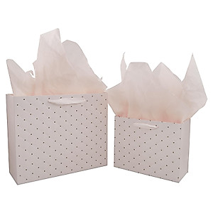 WRAPACK Pink Gift Bags with Handles and Tissue Paper, 13'' Large and 9'' Medium Paper Bags, 2-Pack Gift Bag for Girls Baby Bridal Shower Wedding Birthday