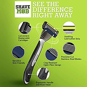 ShaveMOB 6-Blade Men's Razor Kit (Flex Head Handle + 24 Refills) (No Trimmer)- The Caveman Shaving Kit