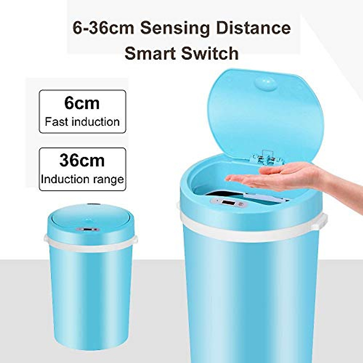 WENLII 16L Automatic Induction Trash Can Touchless Smart Motion Sensor Rubbish Waste Bin Waste Garbage Bin