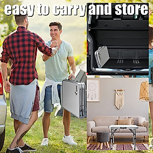 YYGDOBS Portable Folding Table 24"x16" - Aluminum Small Picnic Camping Table Lightweight Side Table for Indoor Outdoor Garden Van Truck RV(3 Adjustable Heights 10"/19"/24")