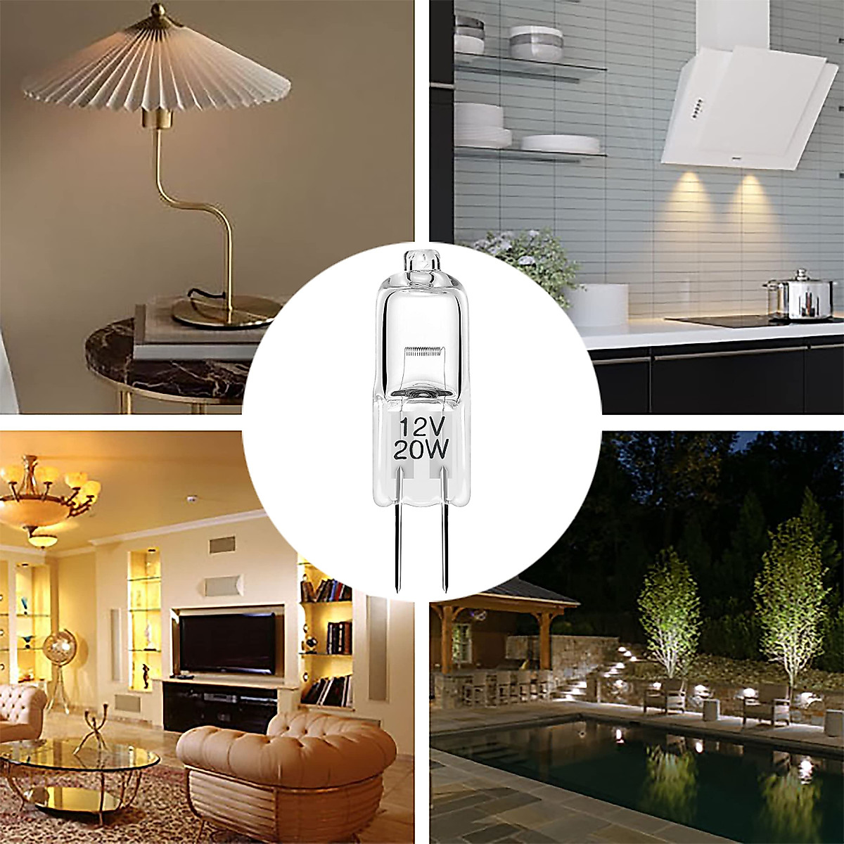 Diximus G4 Low Voltage Halogen Bulbs - 20 Watt Small Light Bulb – 12V Landscape Light Bulbs 20W Bi-Pin Bulb for Under Cabinet Puck Light, Chandeliers, Track Lighting - Warm White 2700K - 10 Pack