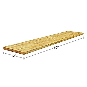 Floating Shelf Wall Mounted Solid Butcherblock Shelf 12" Depth x 60" Length x 1" Thick - by BenchPro