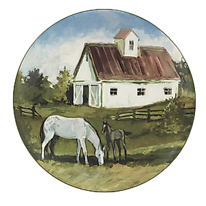 Certified International York Stables Round Platter 12.5", Large, Multicolor