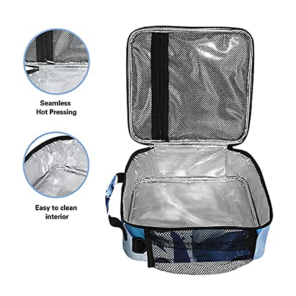 Insulated Lunch Bag Killer Whale Ocean Watercolor Portable Lunch Box Zippered Lunch Tote Bag Cooler Bag with Adjustable Strap for Women Men Work School Girl Boy