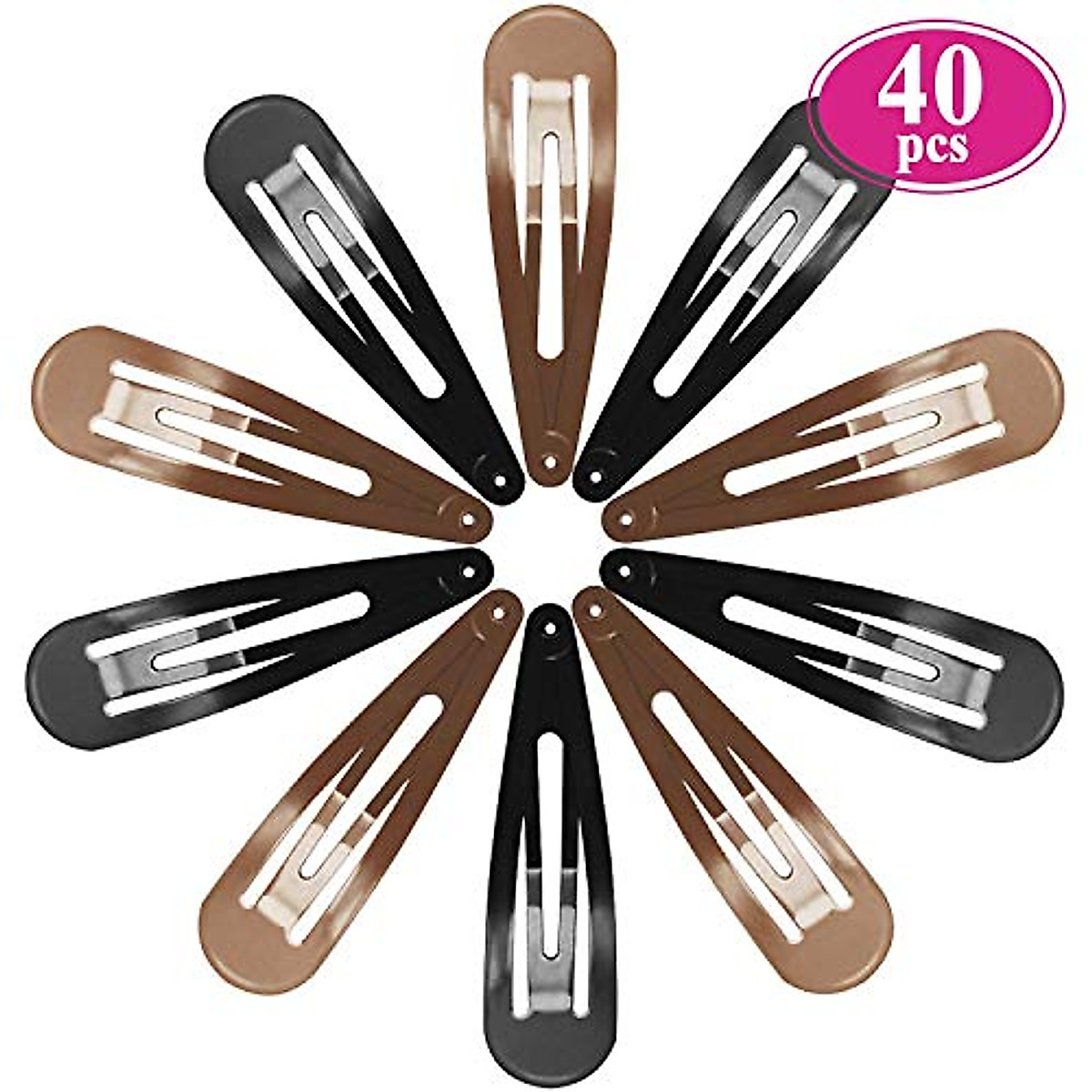 Women Hair Clips, Funtopia 40 Pcs 7cm / 2.8 Inch Long No Slip Metal Hair Clips Large Snap Hair Clips Barrettes Hairpins for Thick Hair (Brown, Black)
