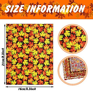 15 Pieces Thanksgiving Fall Faux Leather Sheets Glitter Autumn Leather Sheets Plant Leather Fabric Sheets Fall Leaves Faux Leather Fabrics for DIY Crafts Earrings Bag Decors(Classic Style)