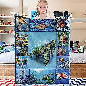 Turtle Blanket Adult Sea Turtle Blankets and Throws for Turtle Lovers Ocean Animals Coastal Throw Blanket for Teen Girls Women Soft Lightweight Flannel Gifts Blanket for Couch Sofa, 40''x50''