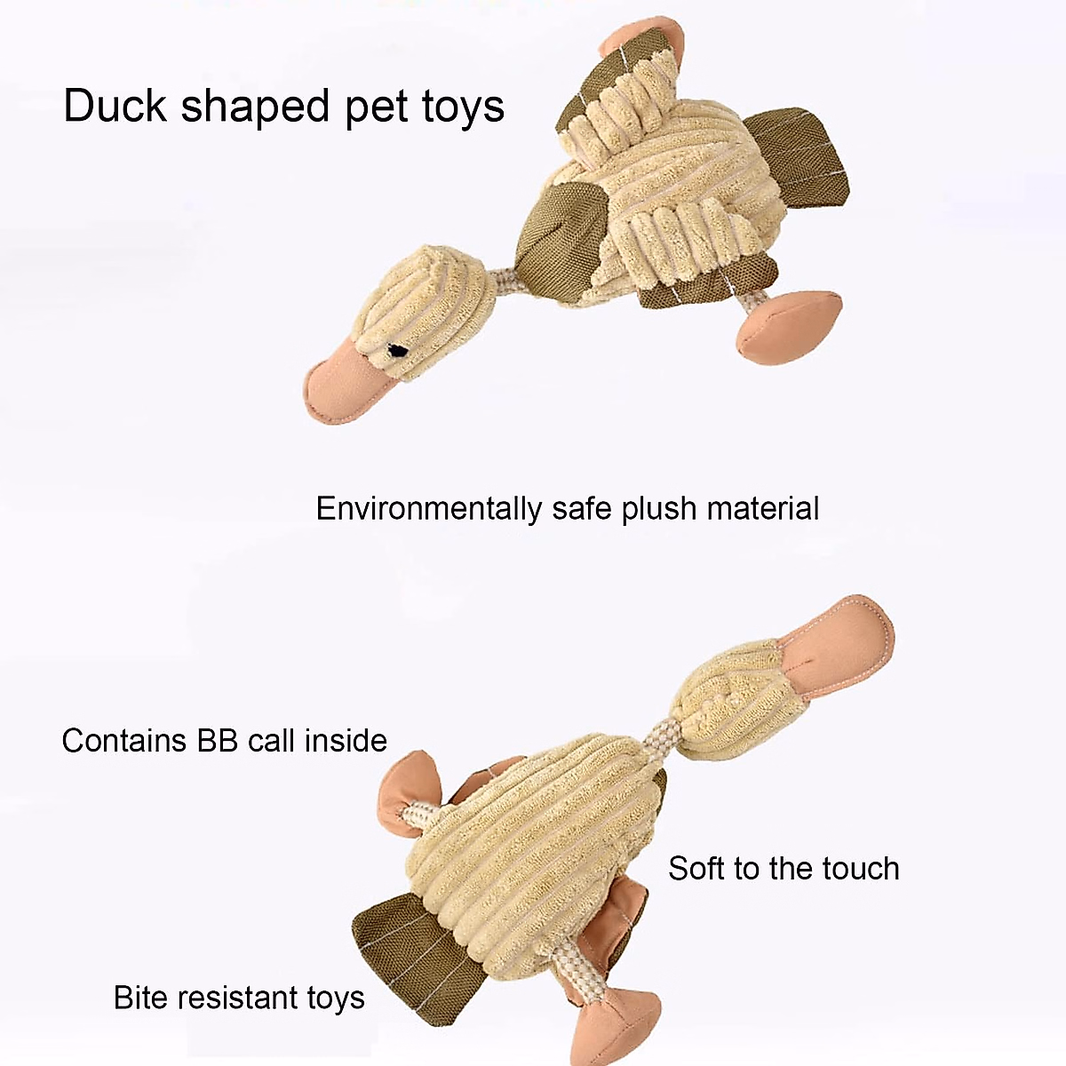 Cyrank Plush Dog Toy, Squeaky Dog Toys Cute Duck Shape Dog Chew Tough Toy Tug of War Dog Toys Stuffed Animal Dog Toys Puppy Teething Toys Durable Interactive Dog Toys for Small Medium Large Dogs