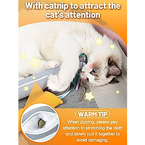 MEWTOGO 4 Pcs Cat Kicker Toy with Ribbon - Cat Toys with 12 Natural Catnip Balls and Zipper, Interactive Cat Kick Sticks Chew Toy, Ideal Cat Gift for Indoor Kitten Playing