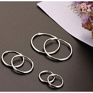 Sllaiss 3 Pairs 925 Sterling Silver Small Hoop Earrings For Women Men Round Endless Hoop Earrings Set Lightweight 10MM 15MM 20MM (Set 1：10MM 15MM 20MM)