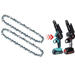 RLSOO Mini Chainsaw Chain Replacement 6 Inch for Cordless Electric Chainsaw Blade 6 Inch Handheld Chain Saw Pruning Shears for Tree Branches, Courtyard, Household and Garden (Only 2*Chains)