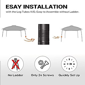 Gazebo for Patio, FAB BASED 10x12 Gazebo, Double Vent Canopy Gazebo, Outdoor Gazebo with Privacy Netting, Easy Setup Patio Pavilion with Steel Frame Strong Legs for Lawn, Backyard, Deck (Ash Grey)