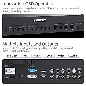 SEETEC P133-9HSD 13.3 Inch Pro SDI Broadcast Monitor Professional LCD Director Studio Production Monitoring IPS Screen Full HD 1920×1080 Aluminum Design with 3G-SDI 4K HDMI AV YPbPr