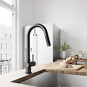 VIGO VG02008MB 17" H Gramercy Single-Handle with Pull-Down Sprayer Kitchen Faucet in Matte Black