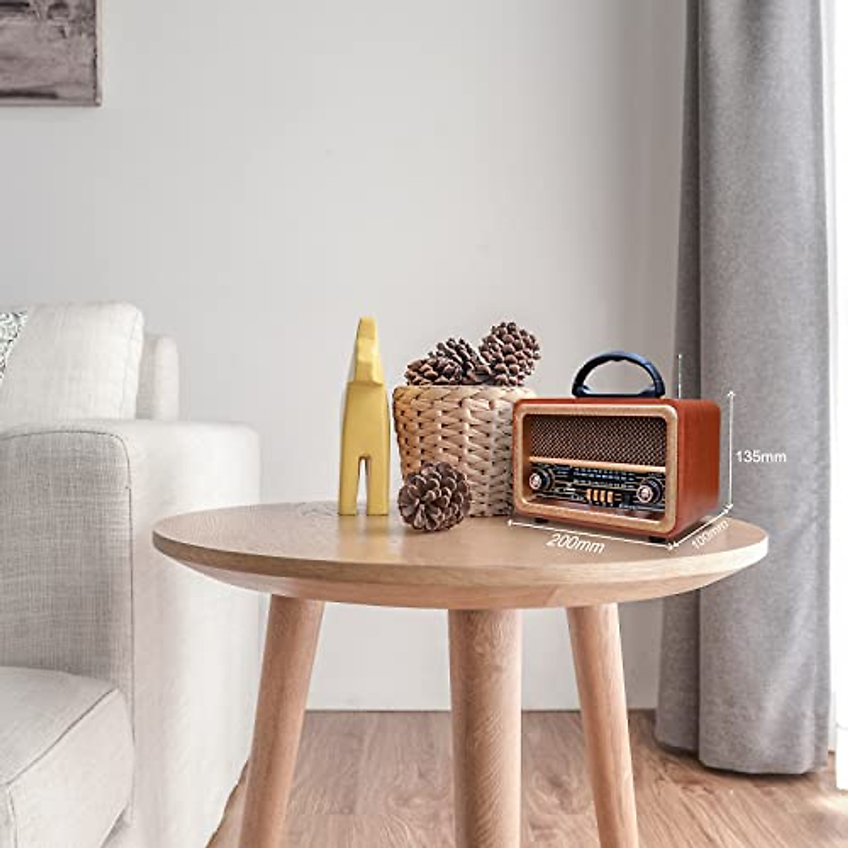Oncheer AM/FM/SW 3-Band Portable Radio: Wooden Retro Vintage Radios ...